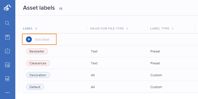 Create and manage asset labels