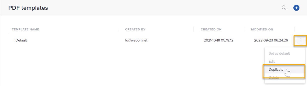 Manage PDF templates