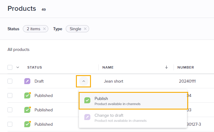 Sync/publish product information