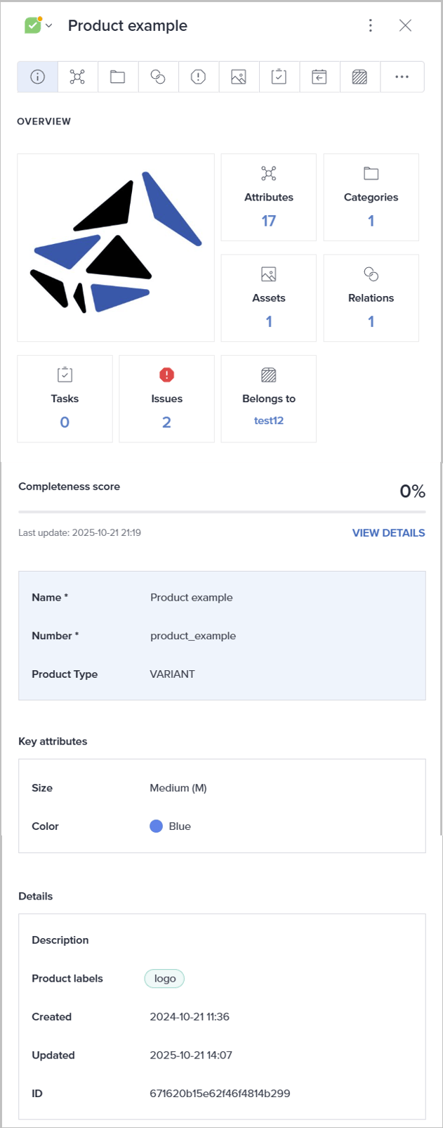 Product details panel